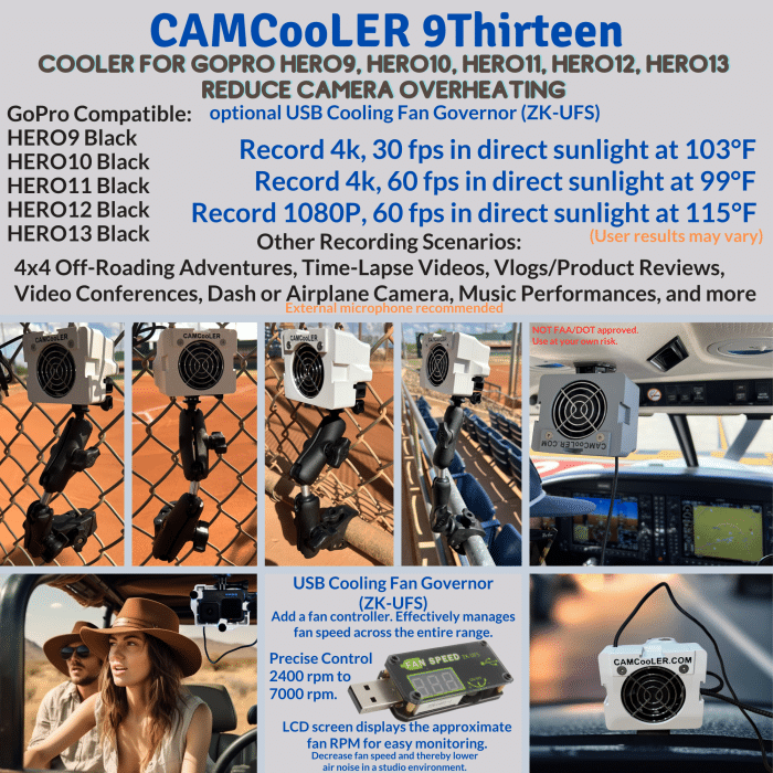 CAMCooLER 9Thirteen - Cooler for GoPro HERO9, HERO10, HERO11, HERO12 ...