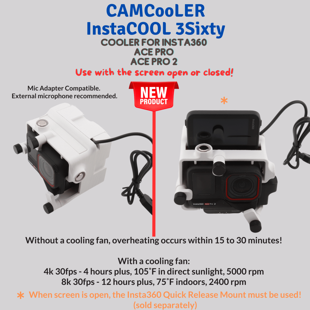 CAMCooLER InstaCOOL 3Sixty - Cooler for Insta360 ACE Pro, ACE Pro 2 ...
